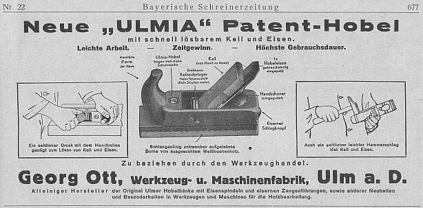 Deutsche Werkzeughersteller und -händler: Firma Georg Ott, Ulm ("Ulmia")